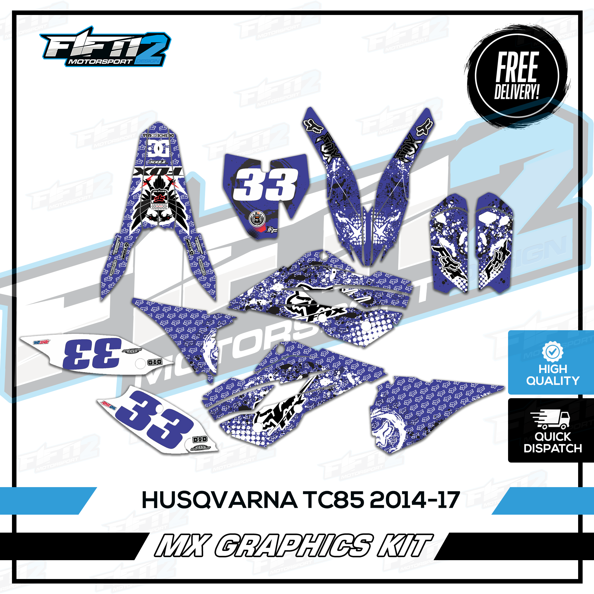 Husqvarna TC85 2014-2017 Motocross Graphics Kit Stickers Decals MX Moto ...
