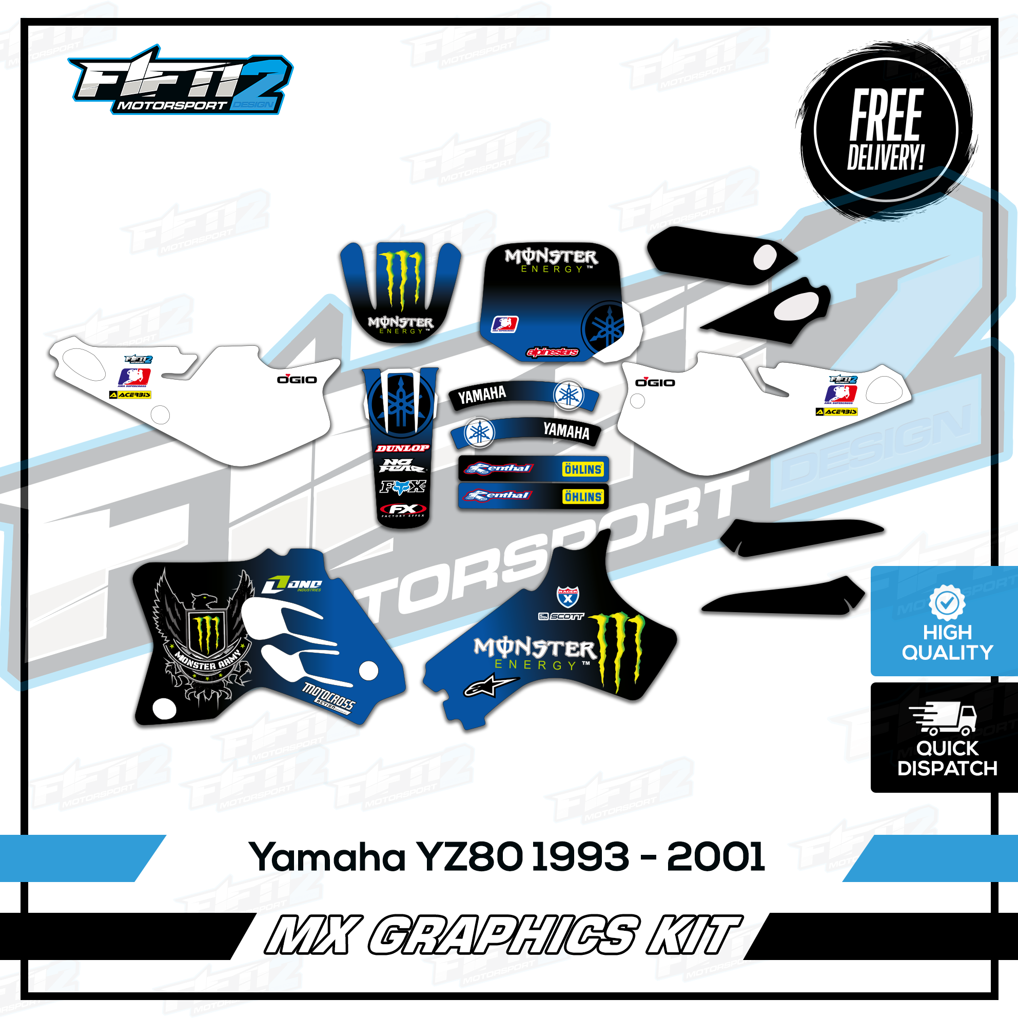 YAMAHA YZ 80 1993 - 2001 Motocross Graphics Kit Decals Stickers MX | eBay