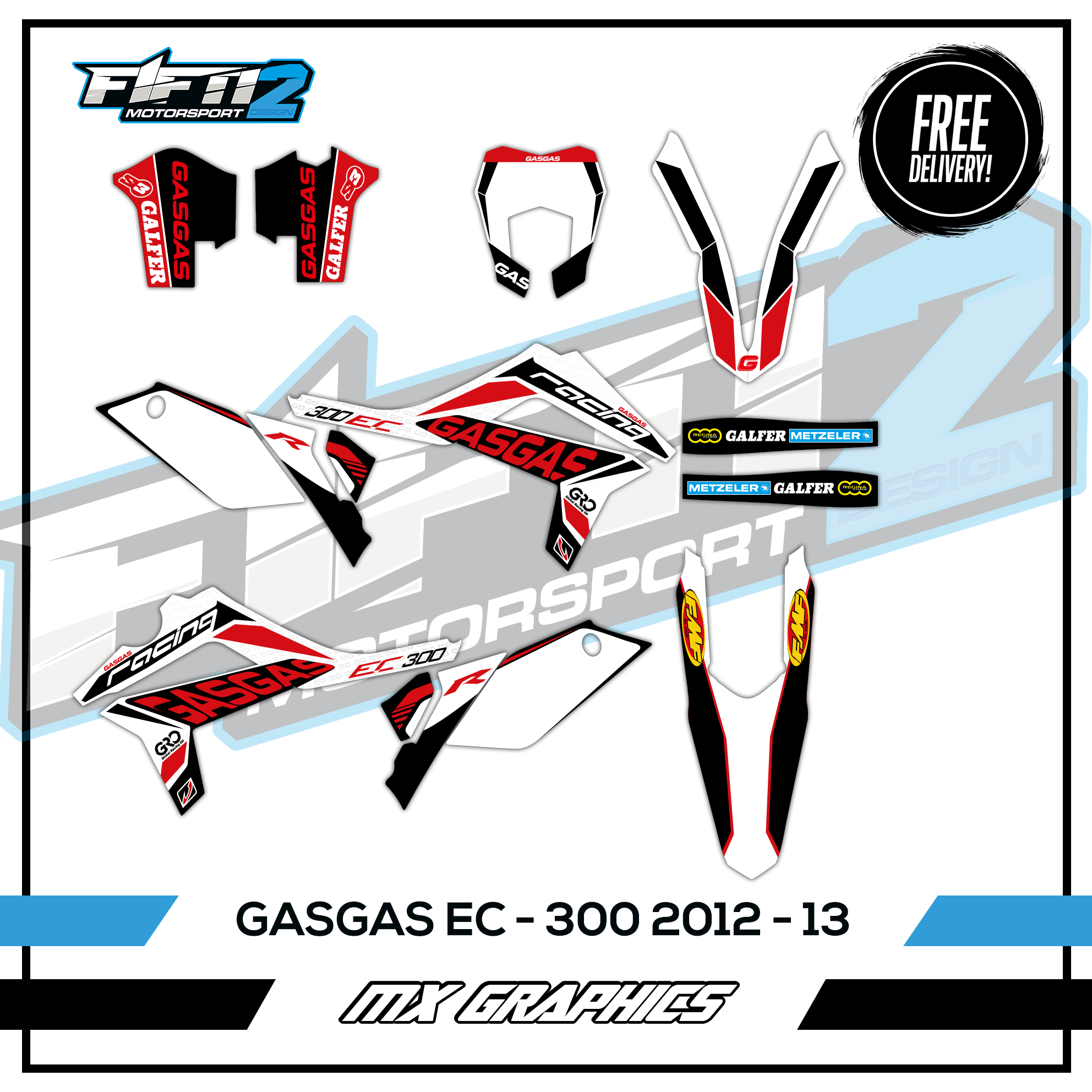 GASGAS EC 250 300 2012 - 2013 Graphics Kit Motocross MX Decals Wrap ...
