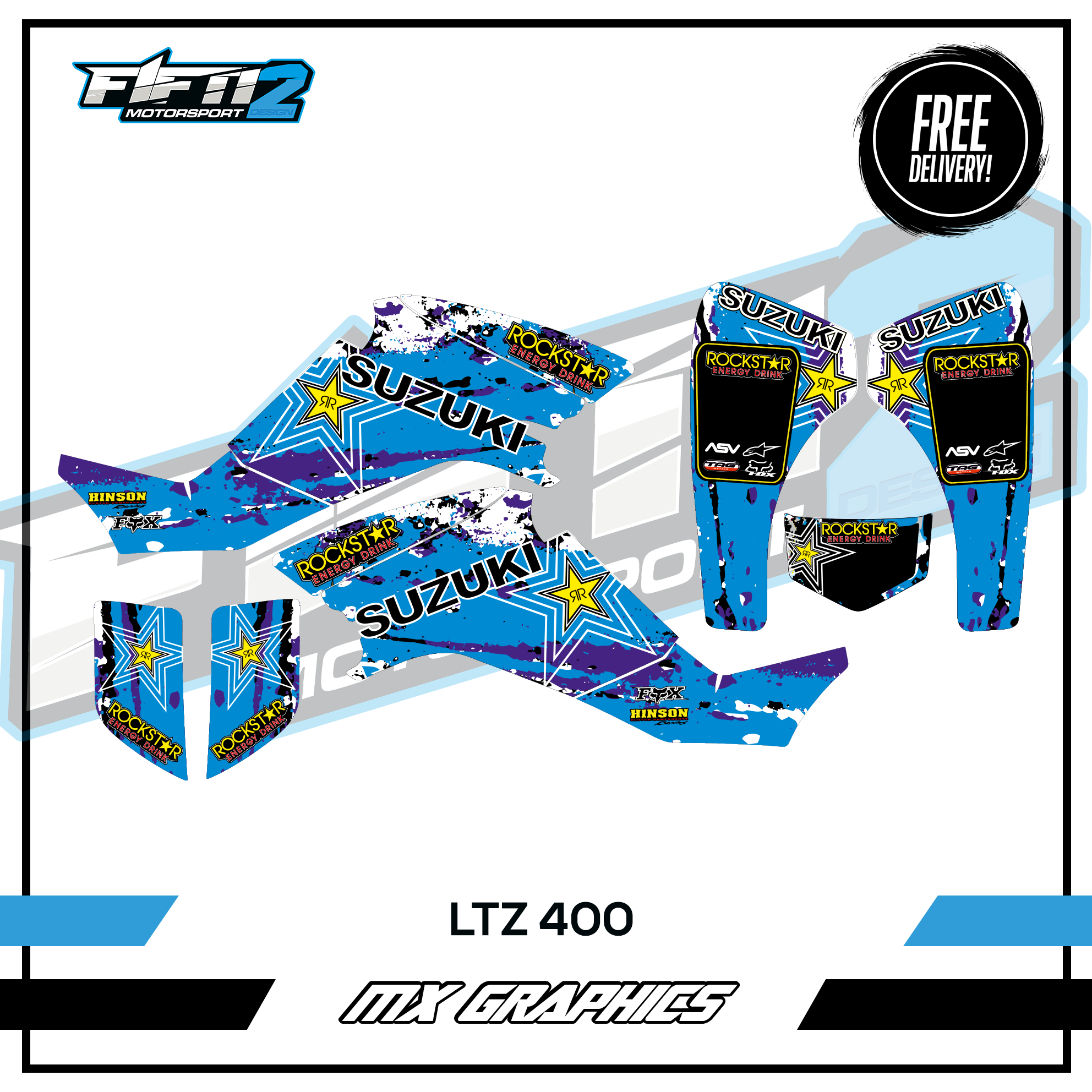 Custom Suzuki LTZ 400 2003 - 2008 Quad Bike ATV Graphics Kit Decals | eBay