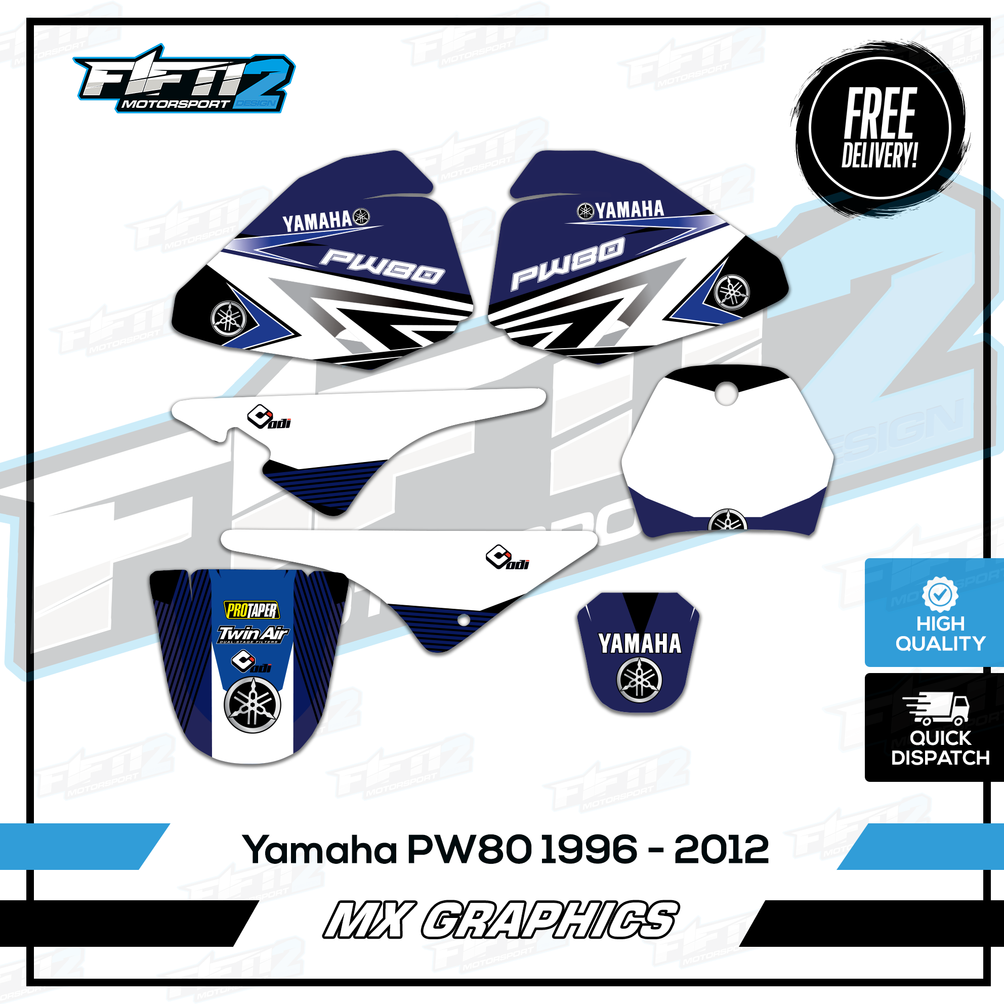 Yamaha PW 80 1996 to 2012 Motocross Graphics Kit Decals Sticker Wrap ...